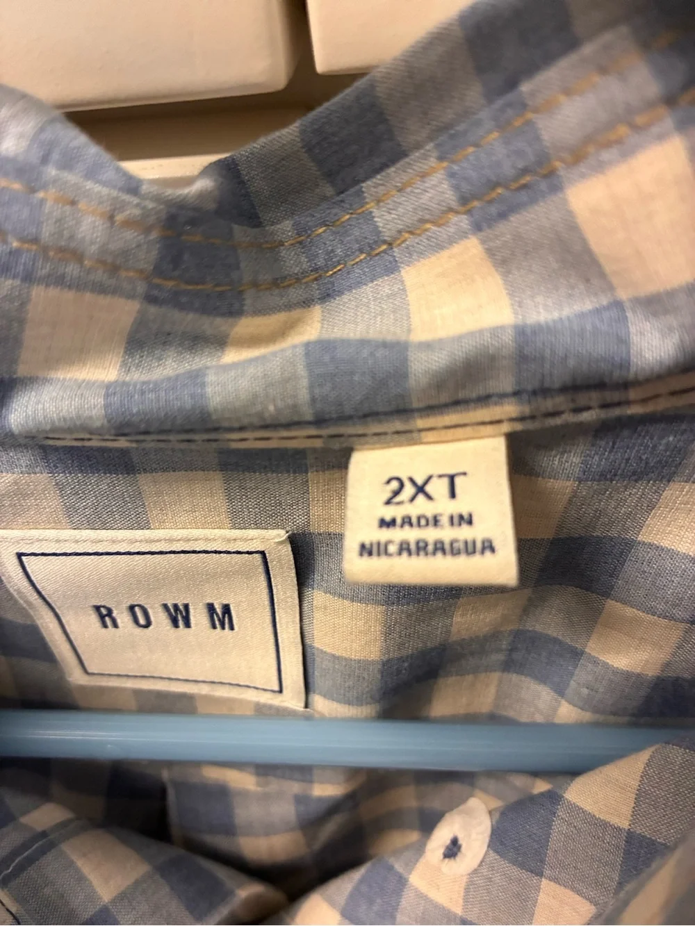ROWM | Shirts | Classic Plaid Mens Snaps Shirt In Blue And Cream Size ...